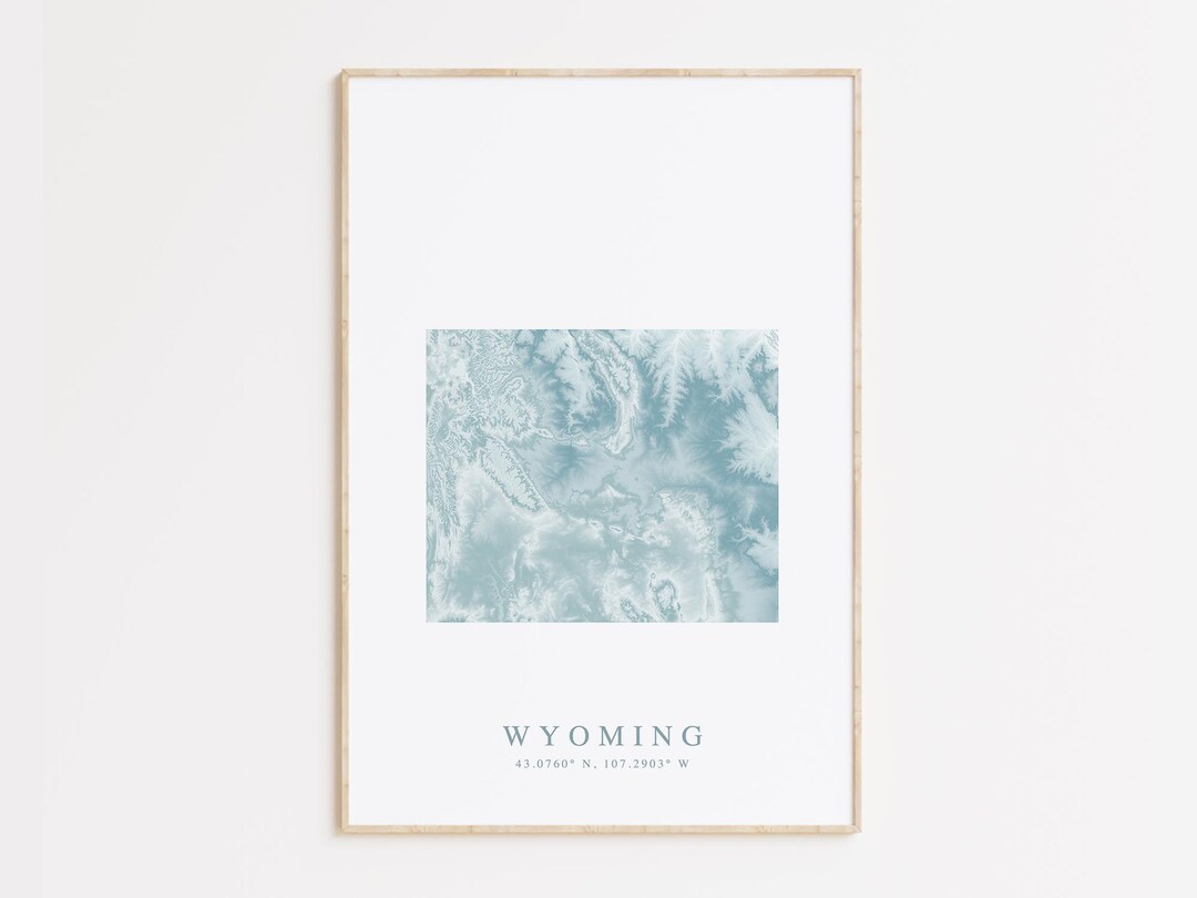 Wyoming State Map Print, Wyoming Poster, Map of Wyoming, Wyoming Gift ...