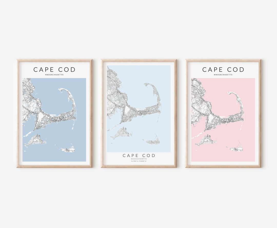 Cape Cod Print, Cape Cod Wall Art, Minimalist Map, Massachusetts, Cape ...