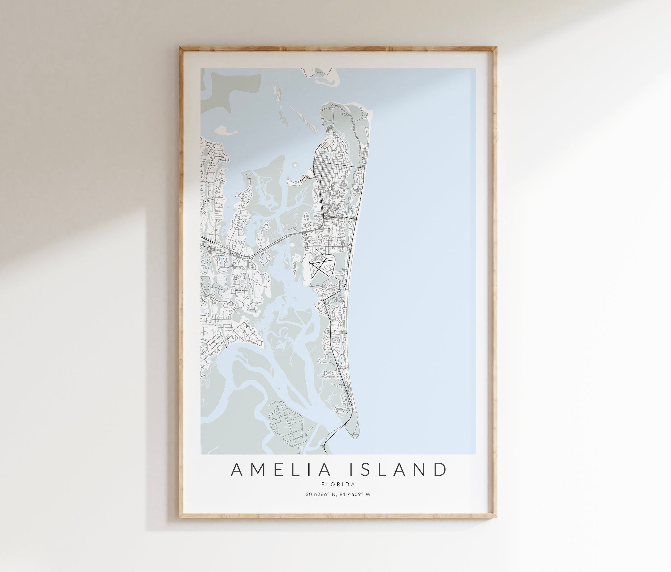 Amelia Island Florida Map Print, Map of Amelia Island, Amelia Island Florida Poster, Florida Map ...