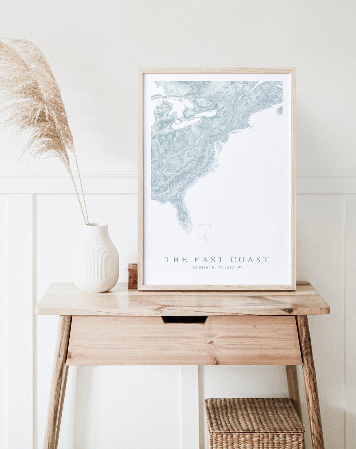 East Coast Map Print, United States Poster, Coastal Print, Blue Wall ...