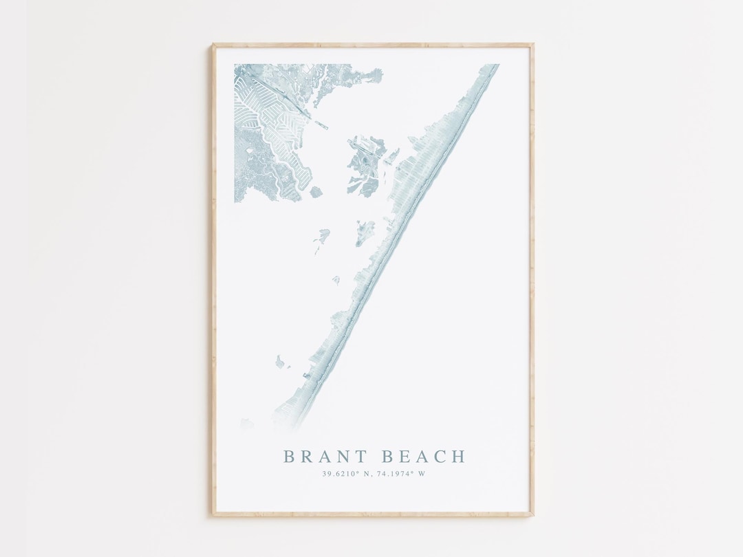 Brant Beach New Jersey Map Print, Brant Beach Poster, Long Beach Island ...