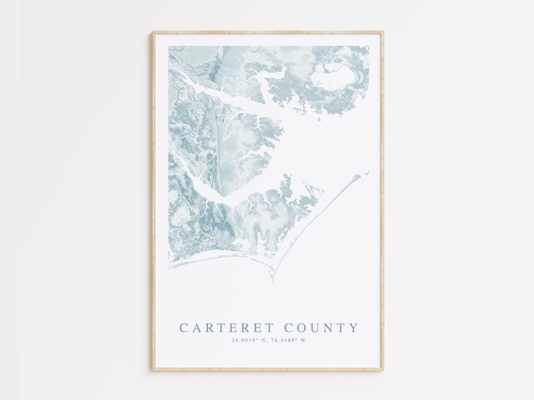 Carteret County North Carolina Map Print, Map of Carteret County, Outer ...