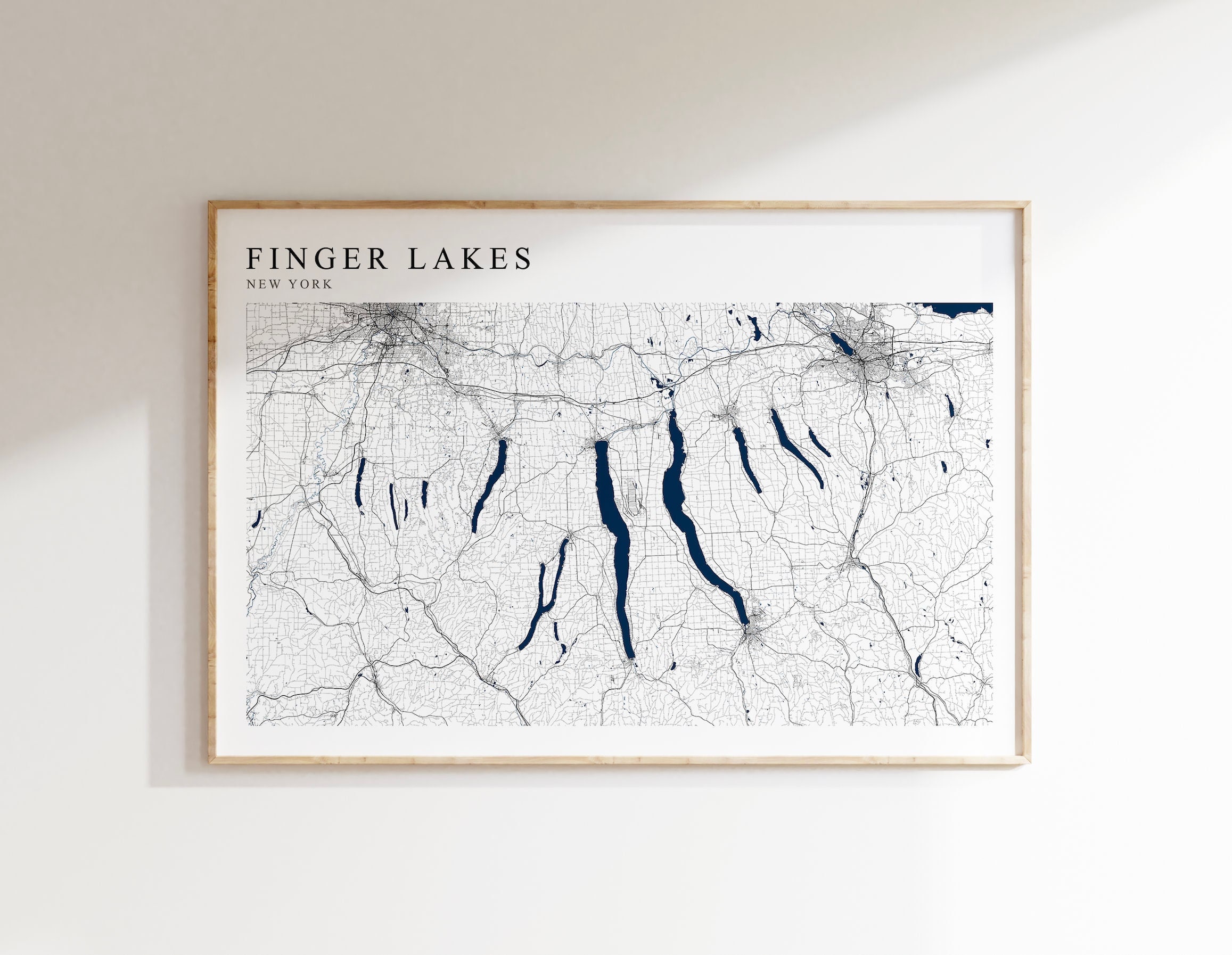 Finger Lakes Map Print, New York Gift Map, Seneca Lake NY, Cayuga Lake ...