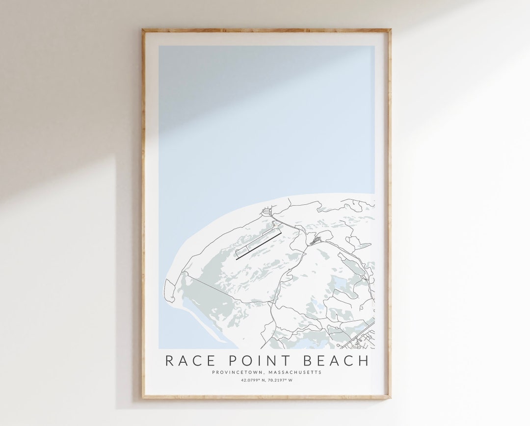 Race Point Beach Map Print, Provincetown Map Print, Cape Cod Map Print ...