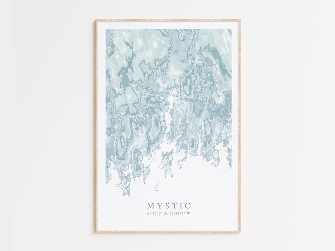Mystic Map Print, Connecticut Map Art, Mystic Gift, Connecticut Poster ...
