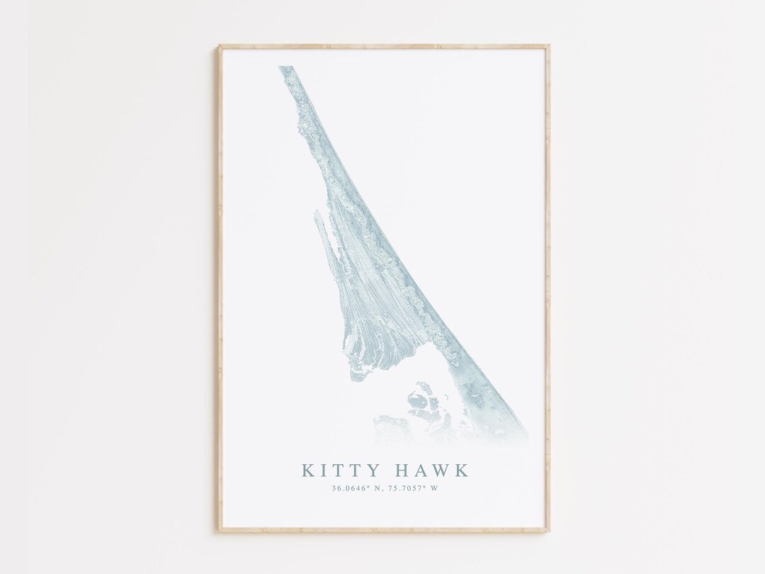 Kitty Hawk North Carolina Map Print, Map of Kitty Hawk, Outer Banks Map ...