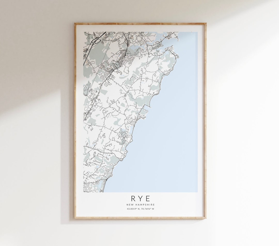 Rye New Hampshire Map Print, Rye NH Poster, Map of Rye, Rye Wall Art ...