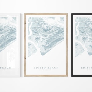 Edisto Beach Map Print, Map of Edisto Beach South Carolina, Charleston ...