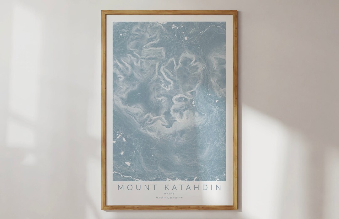 Mount Katahdin Map Print, Mt. Katahdin Maine Hiking, Hiking Map Print ...