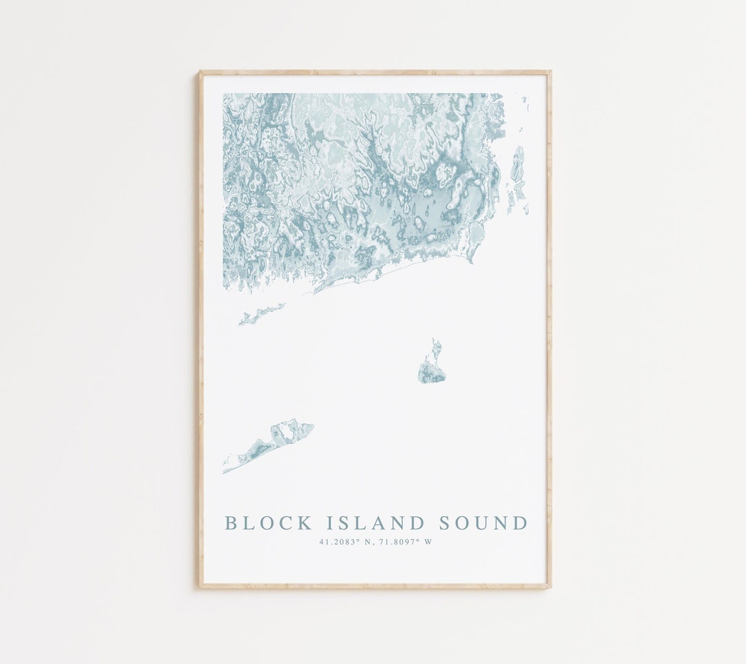 Block Island Sound Map Print, Rhode Island Poster, Block Island Map ...