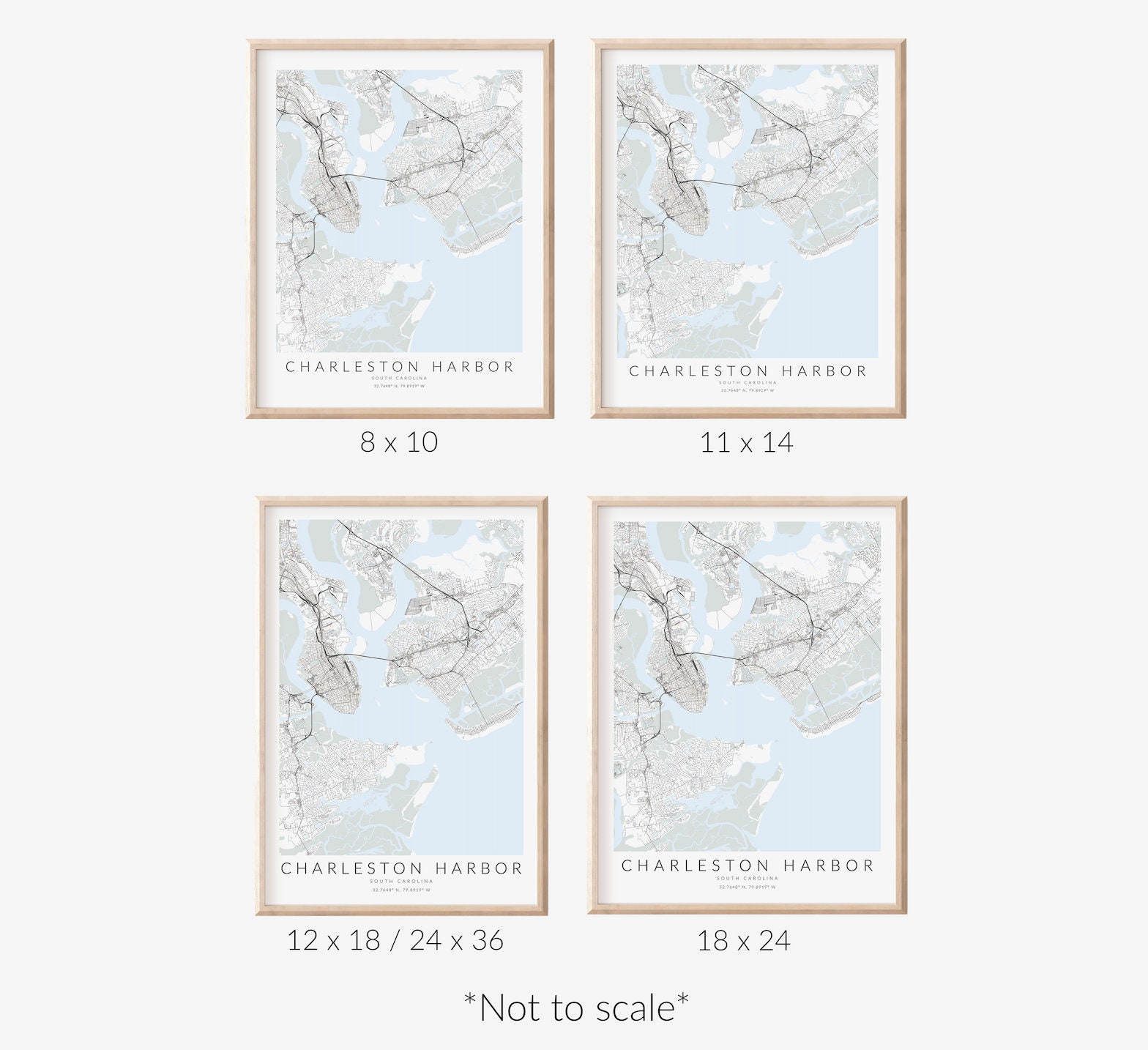 Charleston Harbor South Carolina Map Print, Map of Charleston Harbor ...