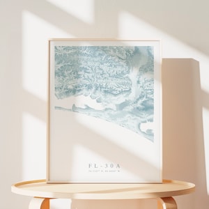 Highway 30A Map Print, 30A Wall Art, Florida 30A Poster, Miramar Beach ...
