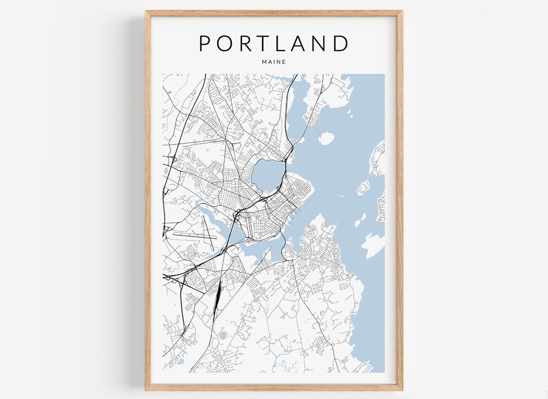 Portland Maine Map Print, Map of Portland, Maine Wall Art, Portland Map ...