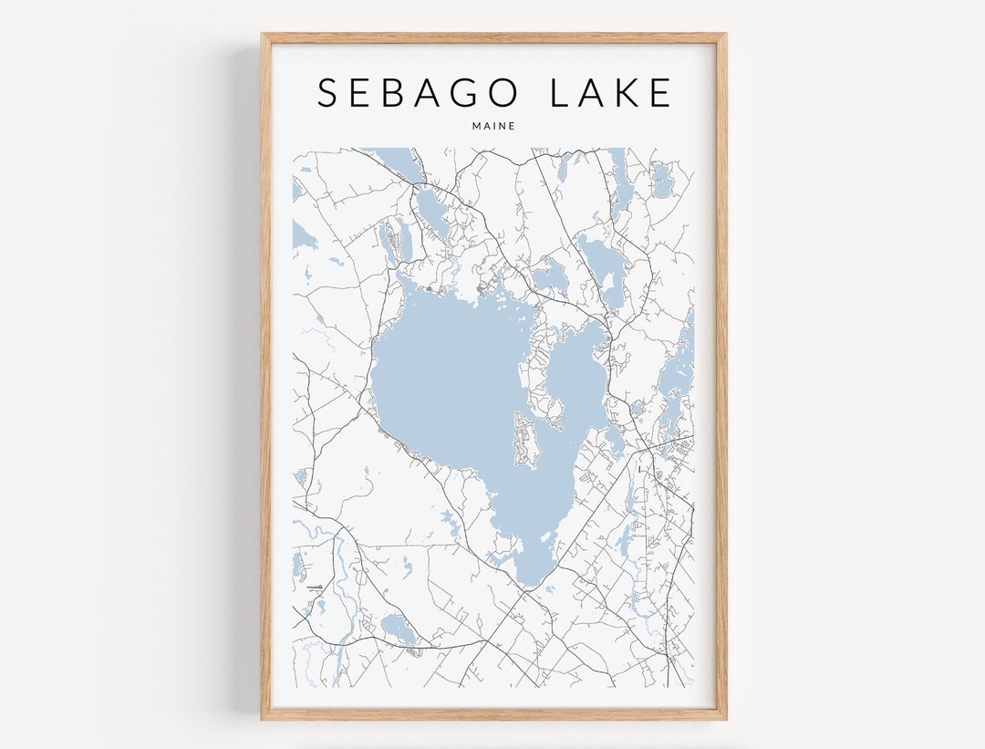 Sebago Lake Map Print, Sebago Lake Poster, Maine Wall Art, Maine Decor ...