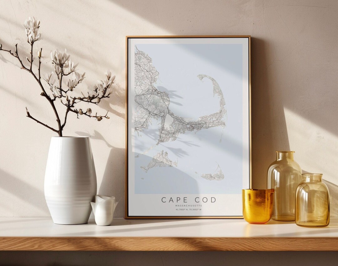 Cape Cod Map Print, Cape Cod Poster, Cape Cod Sign, Nantucket, Martha's ...