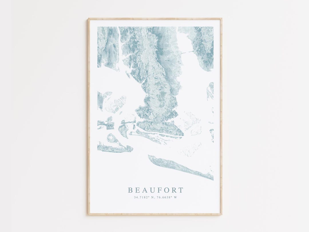 Beaufort Map Print, Map of Beaufort North Carolina, Beaufort Gift ...