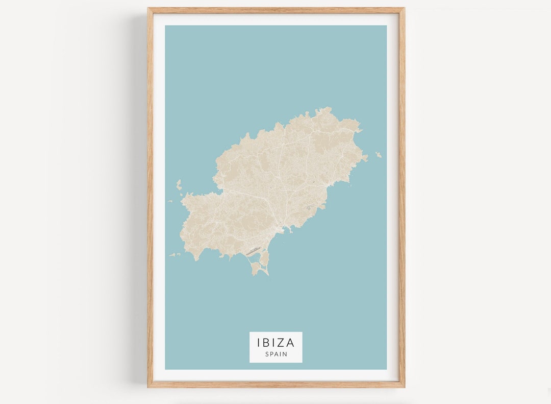 Ibiza Map Print, Map of Ibiza, Spain Wall Art, Ibiza Map Poster, Spain ...
