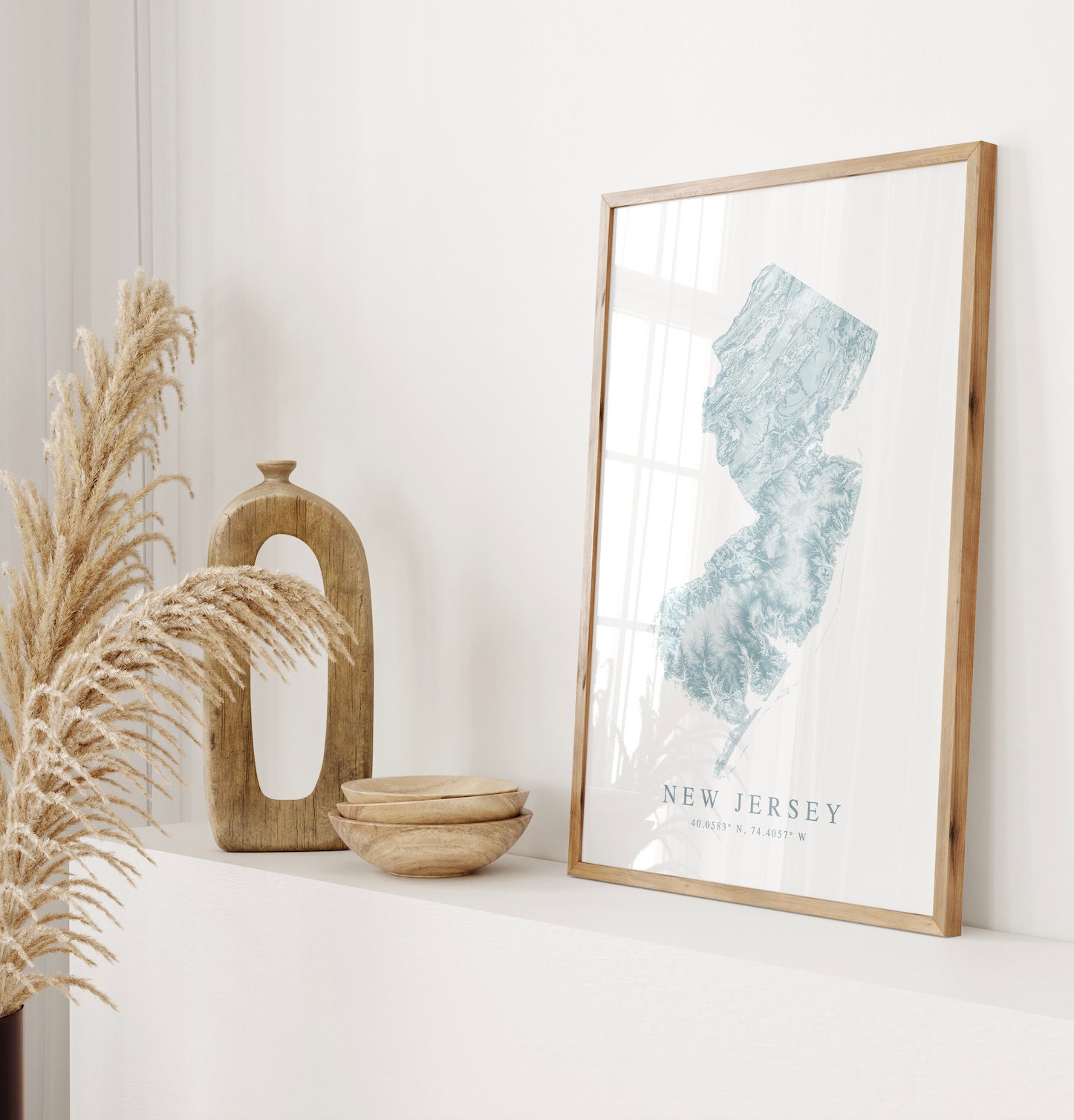 New Jersey Map Print, New Jersey State Poster, New Jersey Beach Home ...