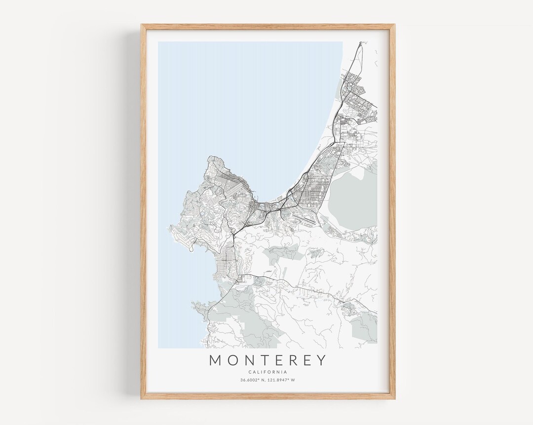 Monterey California Map Print, Monterey Poster, Map of Monterey ...