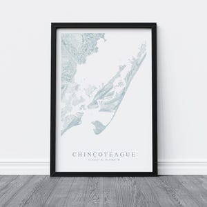 Chincoteague Virginia Map Print, Map of Chincoteague, Virginia Art ...