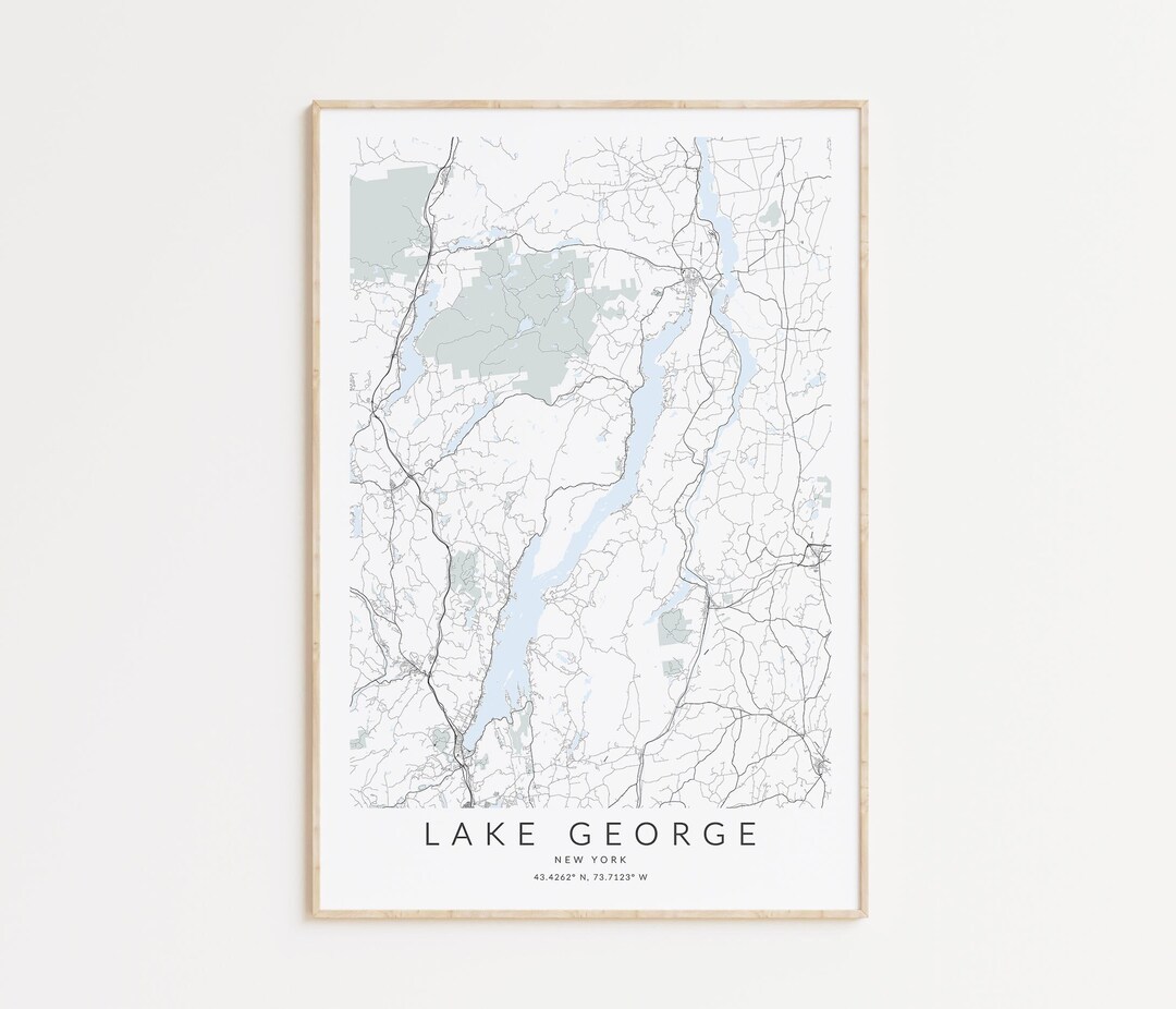 Lake George Map Print, Map of Lake George, Lake George Gift, Lake ...