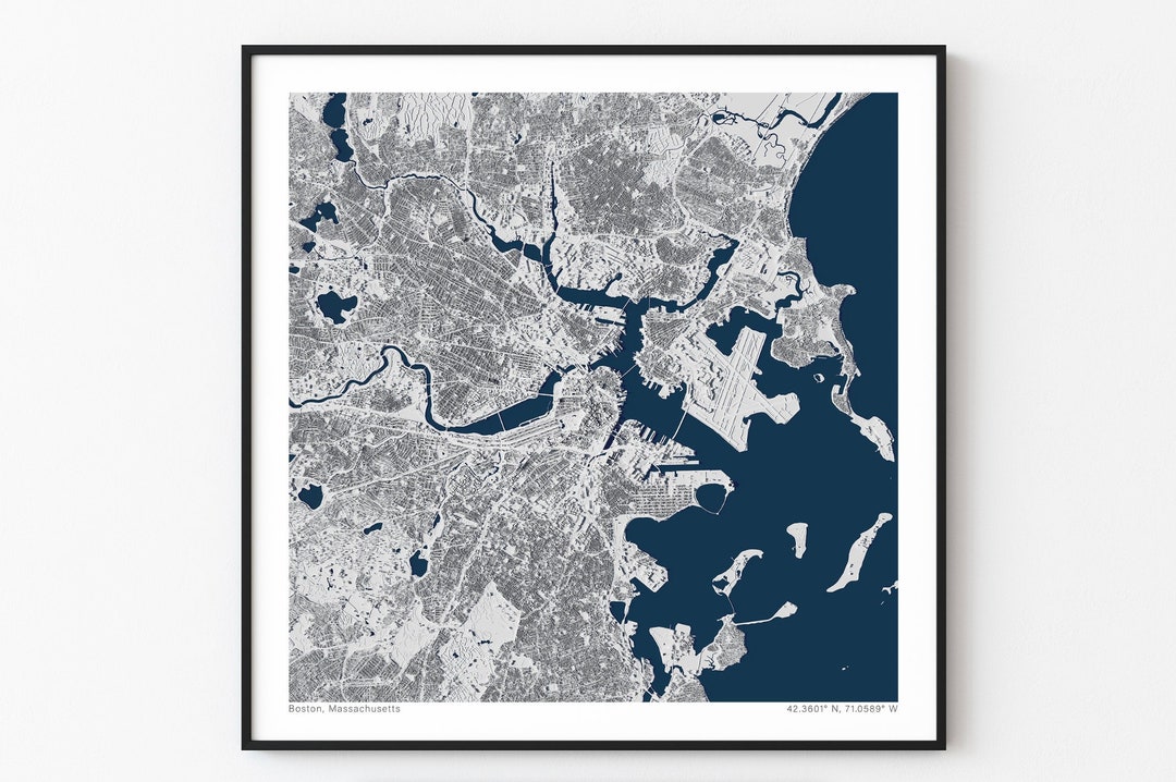 Boston Map Print, Boston City Street Map, Boston Wall Decor, Boston ...