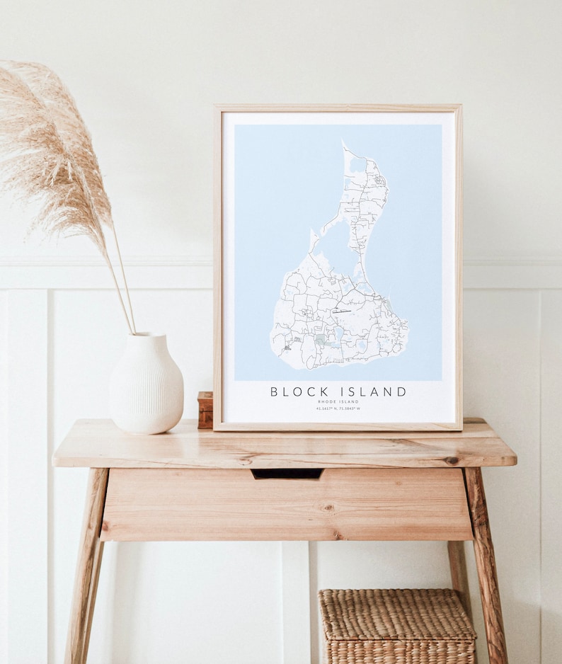Block Island Map Print Block Island Poster Rhode Island Wall - Etsy
