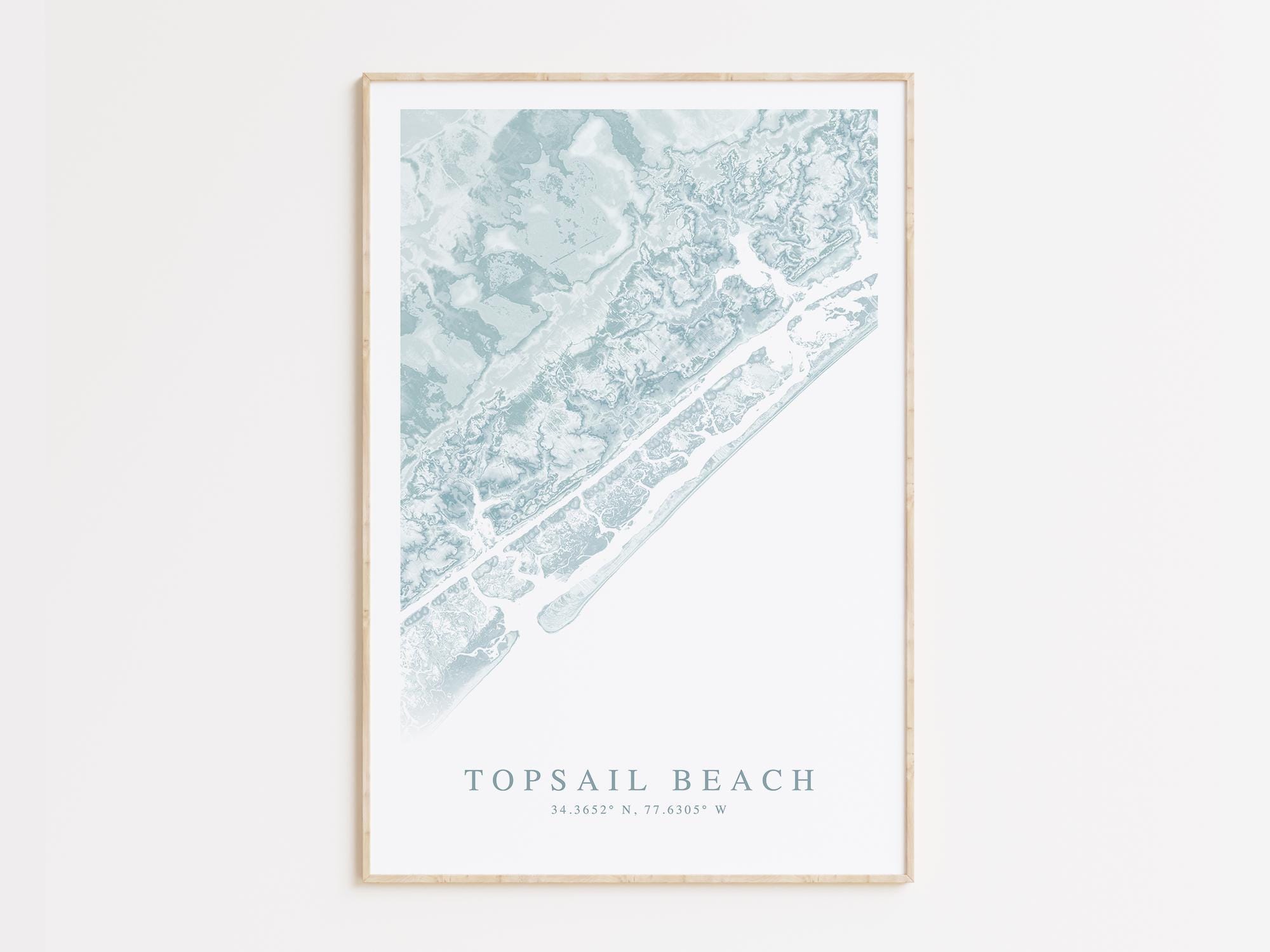Topsail Beach North Carolina Map Print, Map of Topsail Beach NC ...