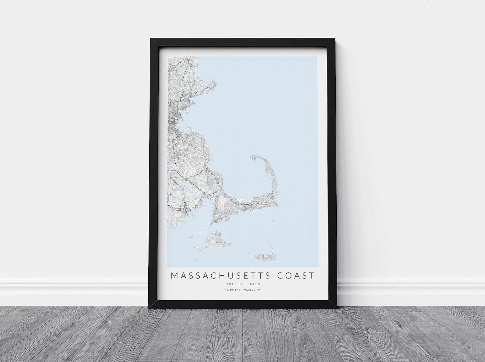 Massachusetts Coast Map Print, Cape Cod Map Print, Boston Massachusetts ...