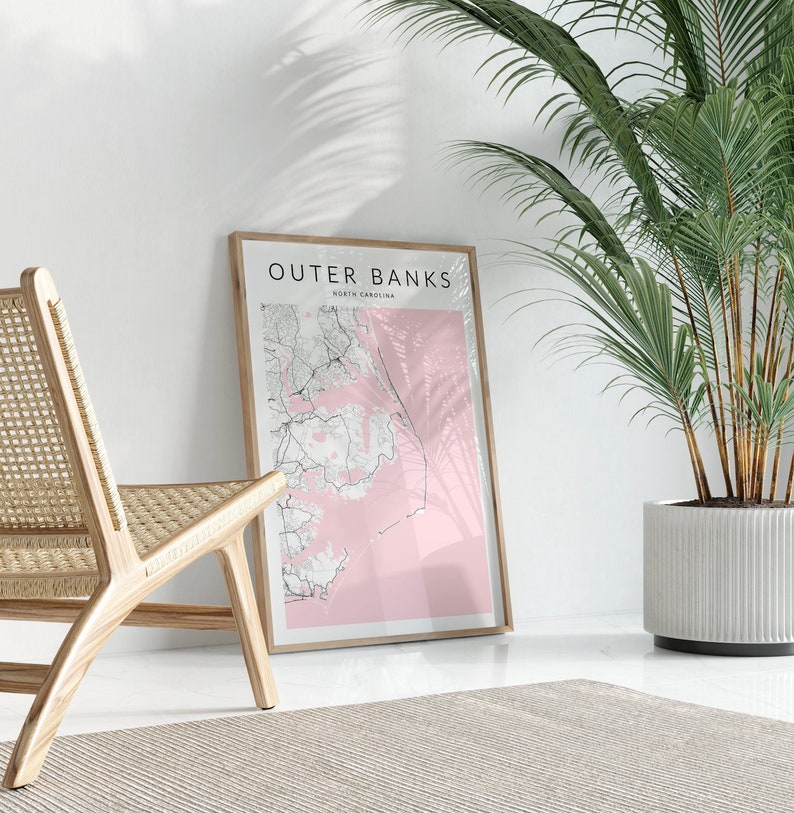 Outer Banks Poster Outer Banks Art Minimalist Map North - Etsy