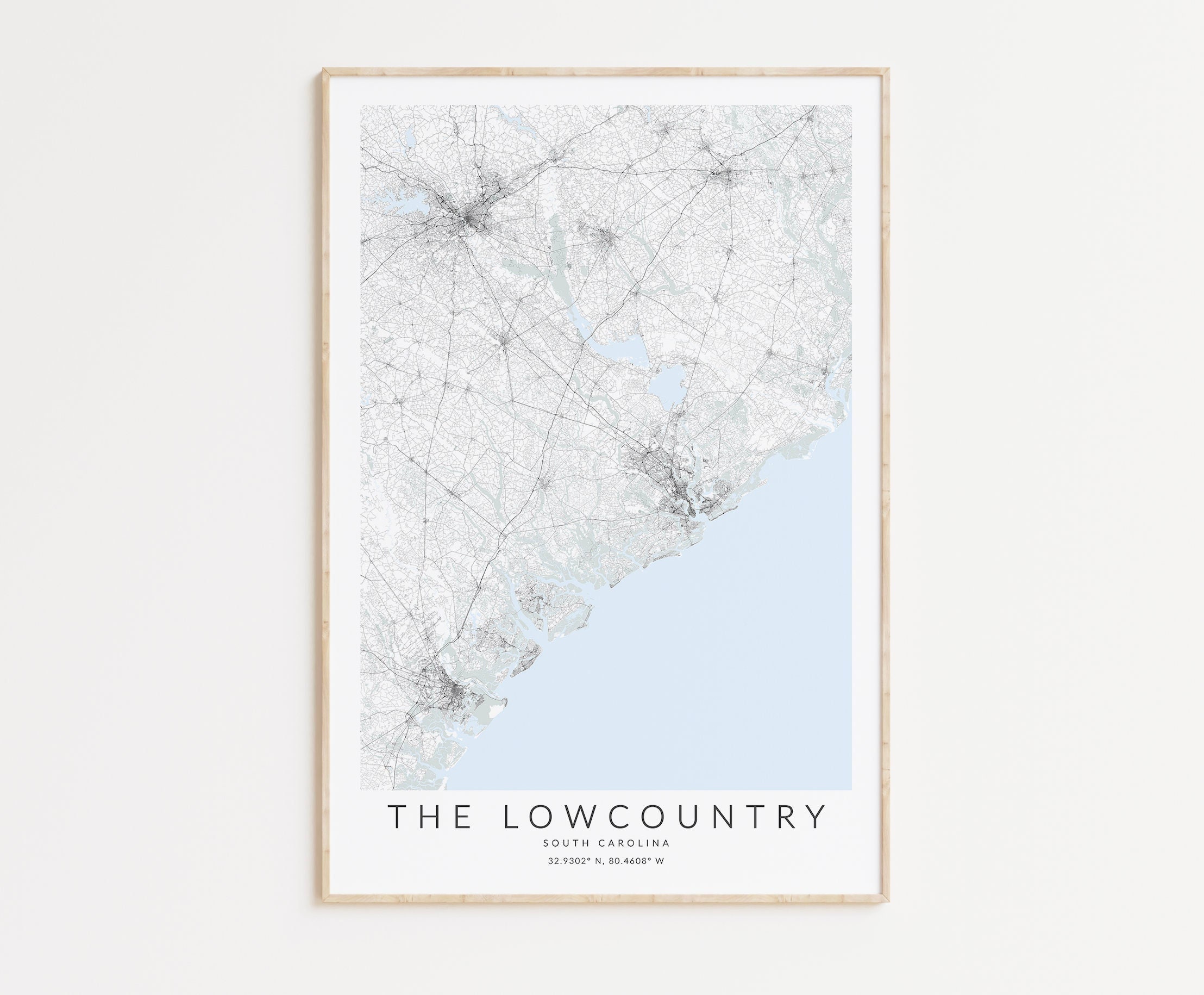 The Lowcountry South Carolina Map Print, Charleston Map Art, Hilton ...