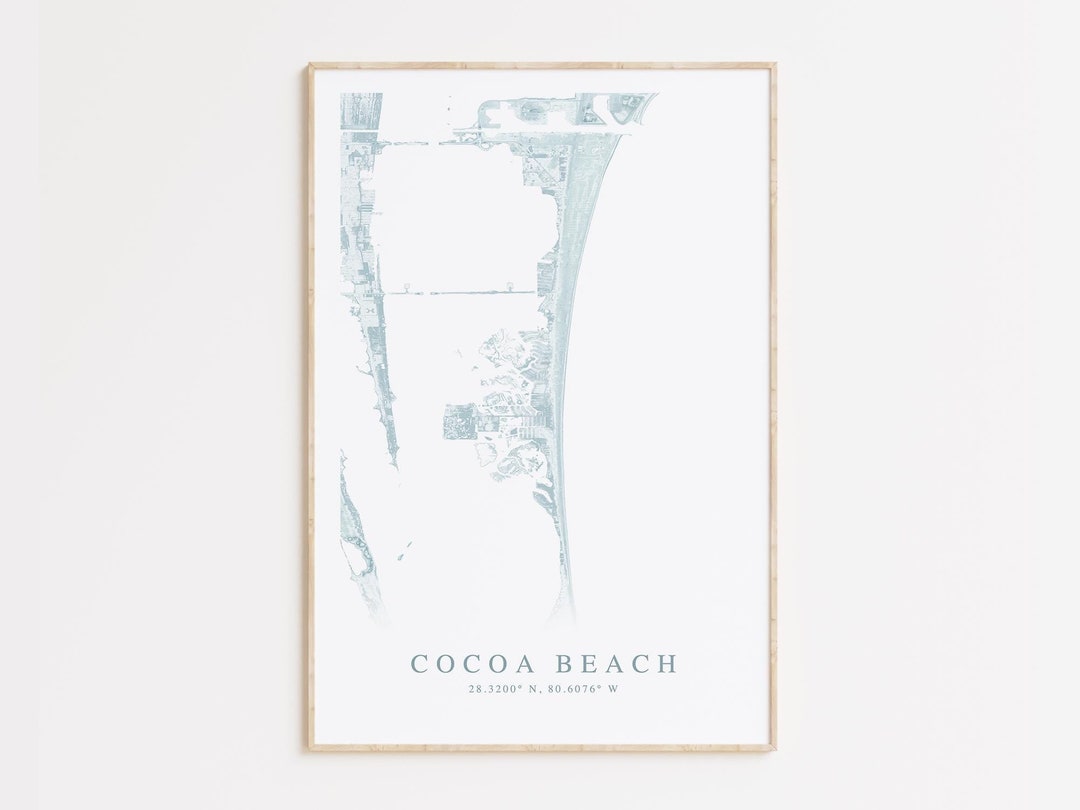 Cocoa Beach Map Print, Map of Cocoa Beach Florida, Florida Beach Home Gift, Florida Wall Art ...