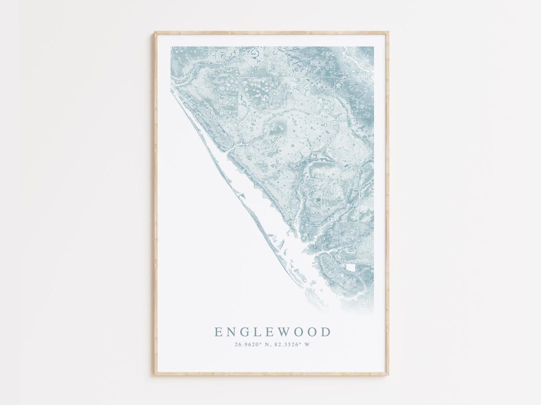 Englewood Florida Map Print, Map of Englewood Florida, Florida Beach ...