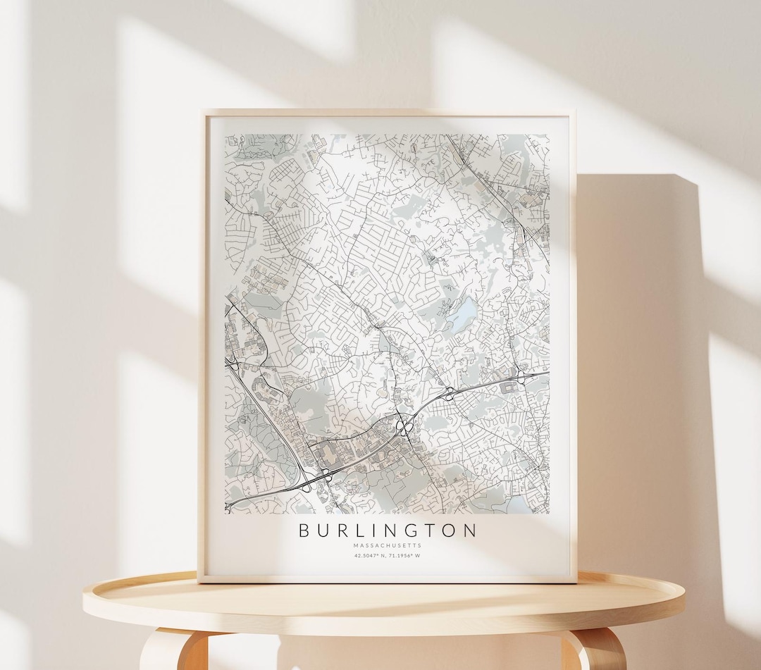 Burlington Massachusetts Map Print, Map of Burlington MA, Massachusetts ...