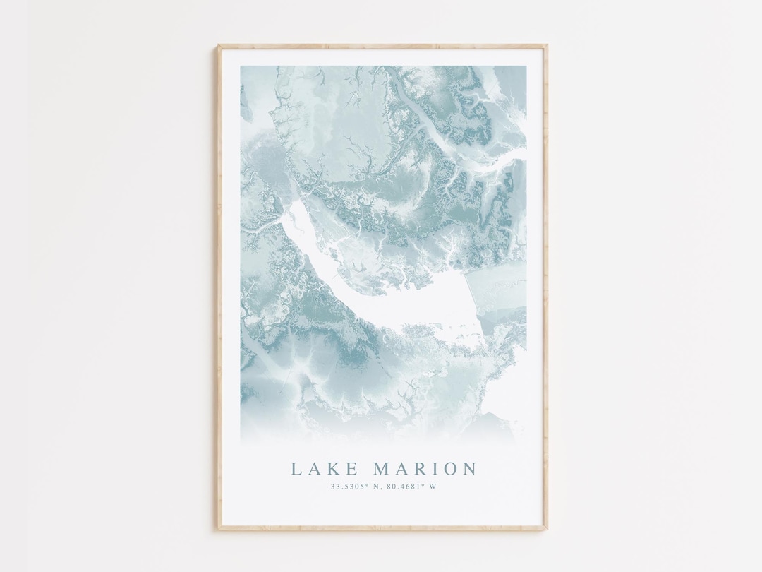 Lake Marion Map Print, Map of Lake Marion South Carolina, Lake Marion ...