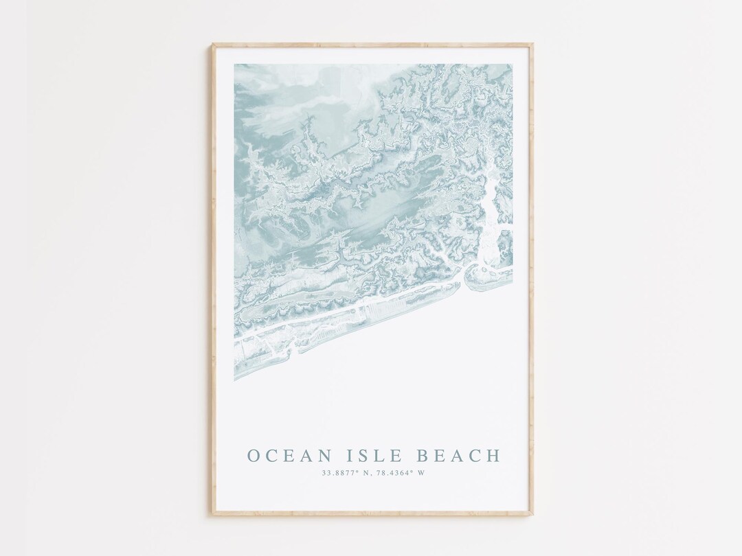 Ocean Isle Beach North Carolina Map Print, Map of Ocean Isle Beach ...