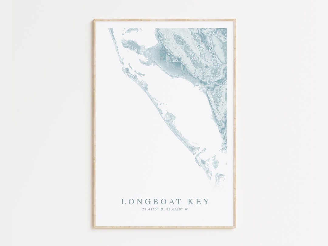 Longboat Key Map Print, Map of Longboat Key Florida, Florida Beach Home ...