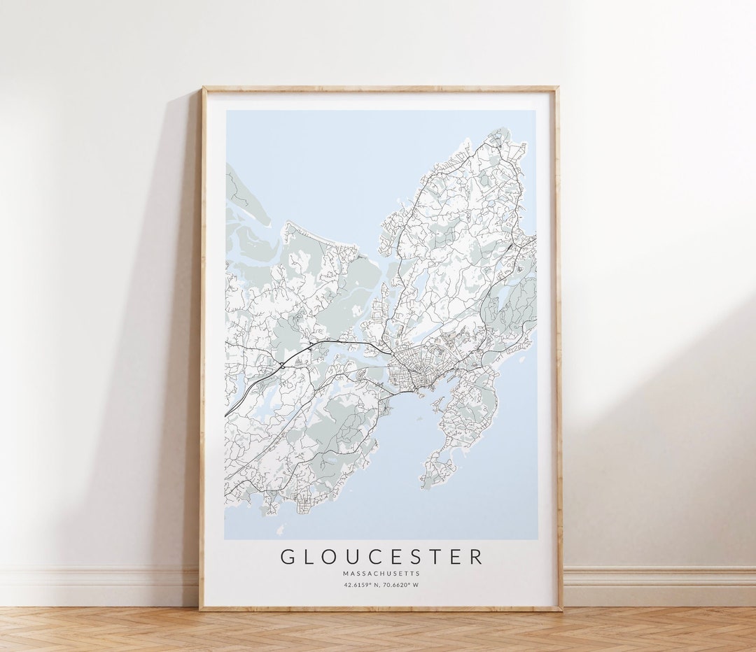 Gloucester Massachusetts Map Print, Gloucester Poster, Gloucester Street Map, Massachusetts Map ...