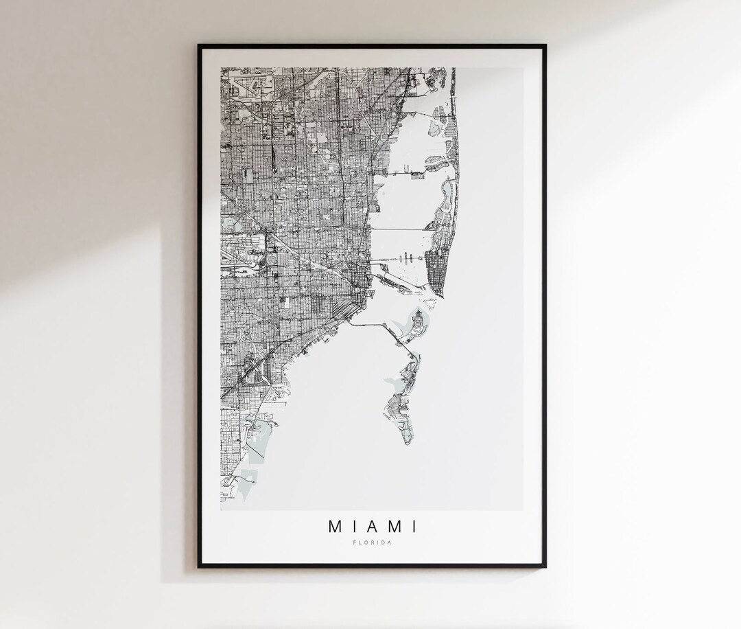 Miami Map Print, Florida Map Print, Miami Florida Map Poster, Miami ...