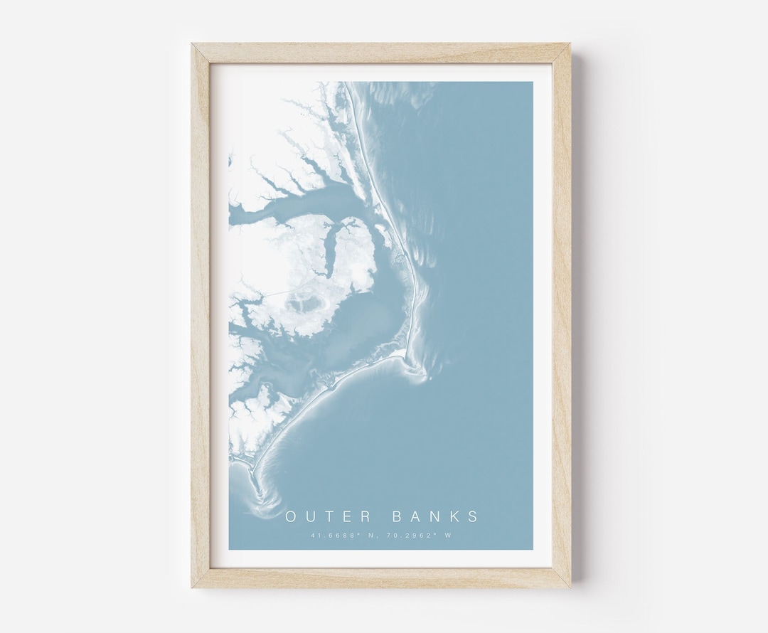 Outer Banks Map Print, Outer Banks Poster, Cape Hatteras Map Print ...