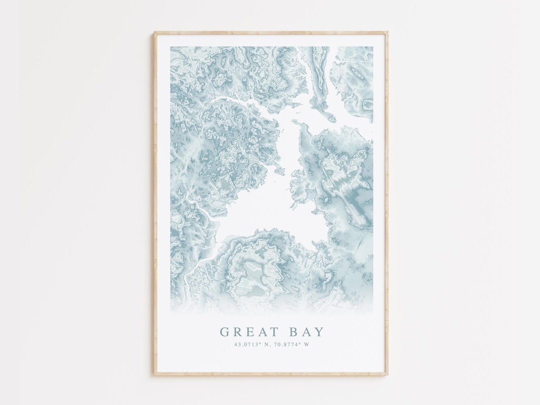 Great Bay New Hampshire Map Print, New Hampshire Gift, Great Bay NH Map ...
