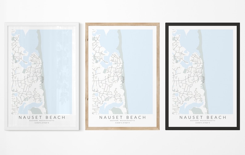 Nauset Beach Map Print, Cape Cod Map Print, Eastham Massachusetts Map ...