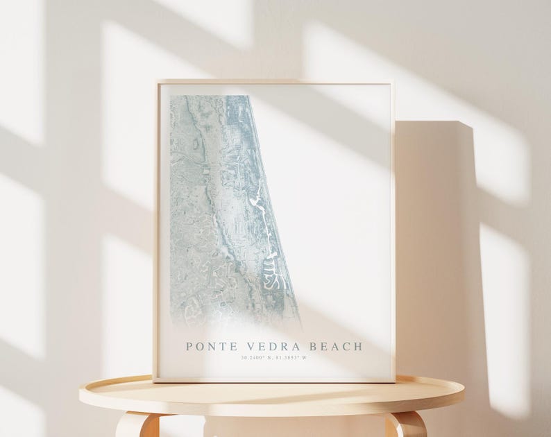 Ponte Vedra Beach Map Print, Map of Ponte Vedra Florida, Florida Beach ...