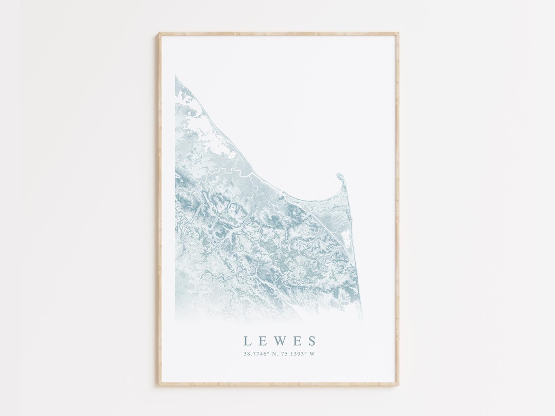Lewes Delaware Map Print, Map of Lewes Delaware, Lewes Gift, Delaware ...