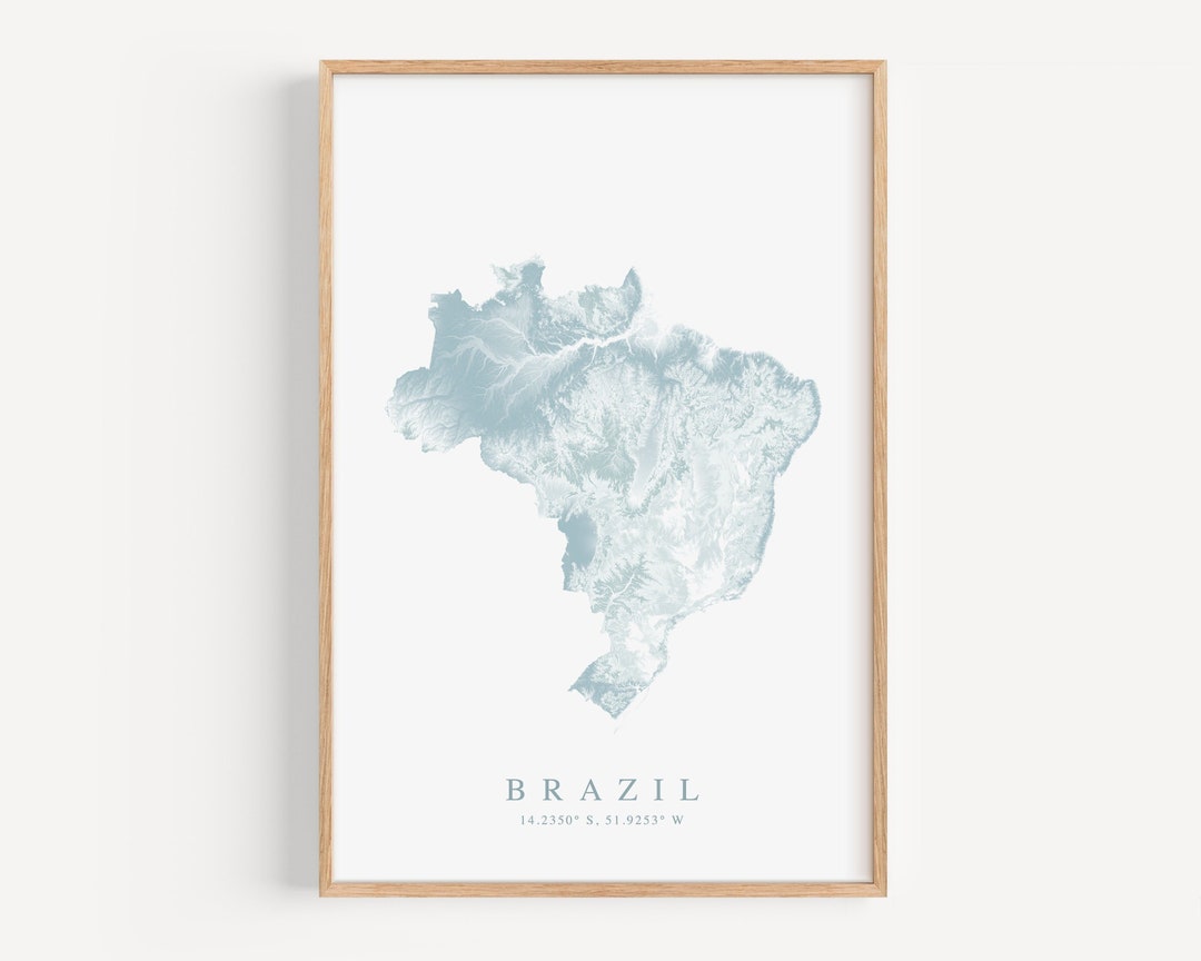 Brazil Map Print, Brazil Map Art, Rio De Janeiro Map Poster, Brazil ...