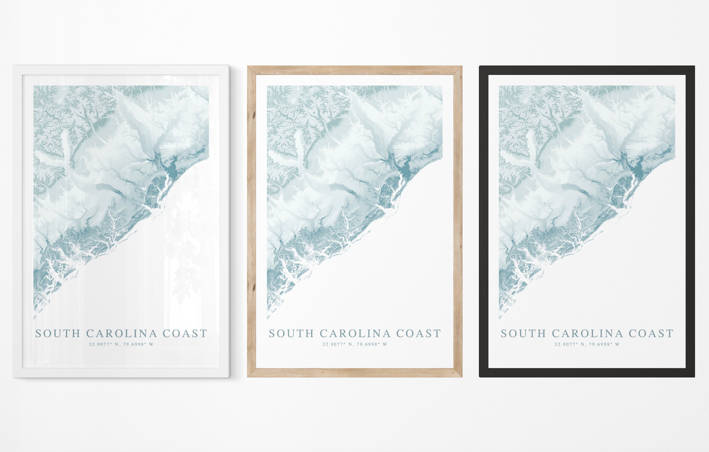 South Carolina Coast Map Print, Charleston Map Art, Hilton Head Island ...