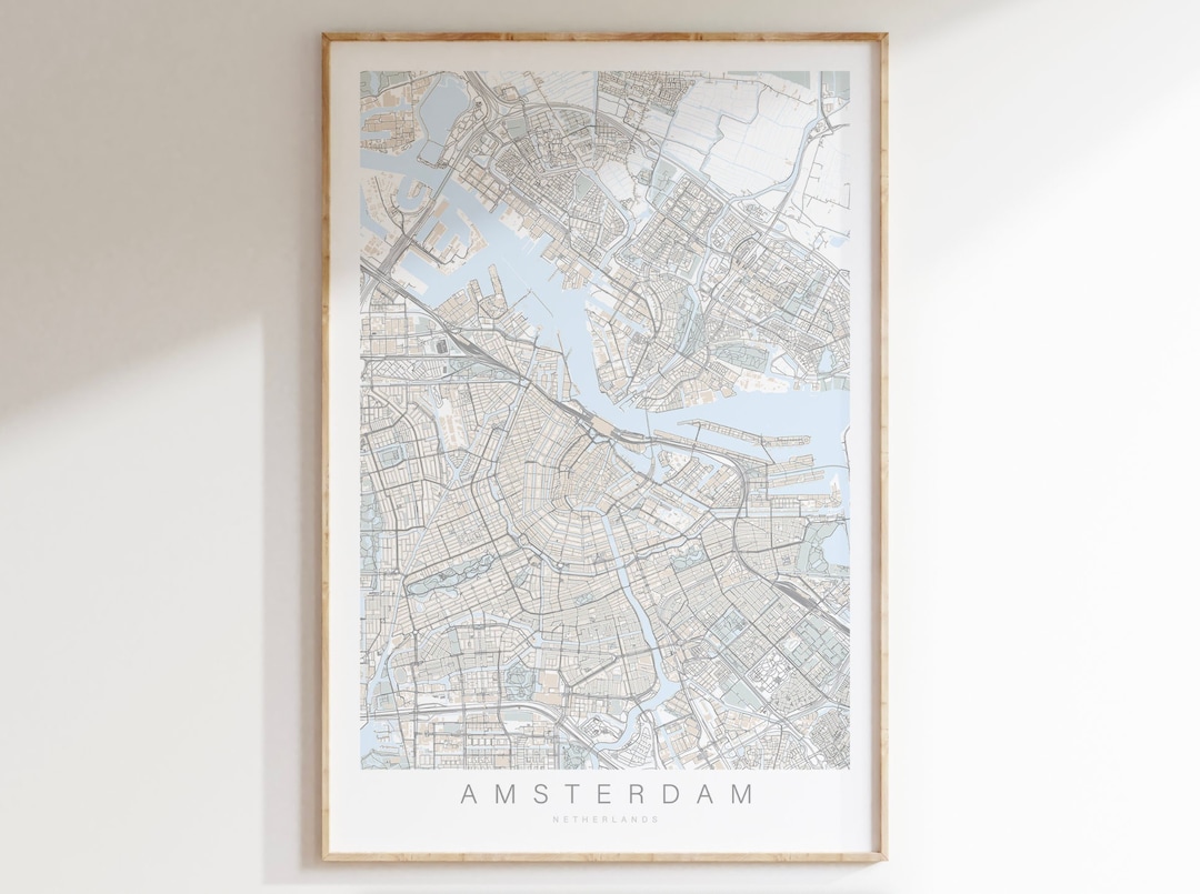 Amsterdam Map Print, Amsterdam Map Poster, Amsterdam Netherlands Decor ...
