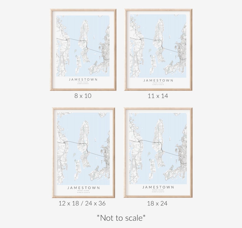 Jamestown Rhode Island Map Print, Jamestown RI Poster, Rhode Island ...