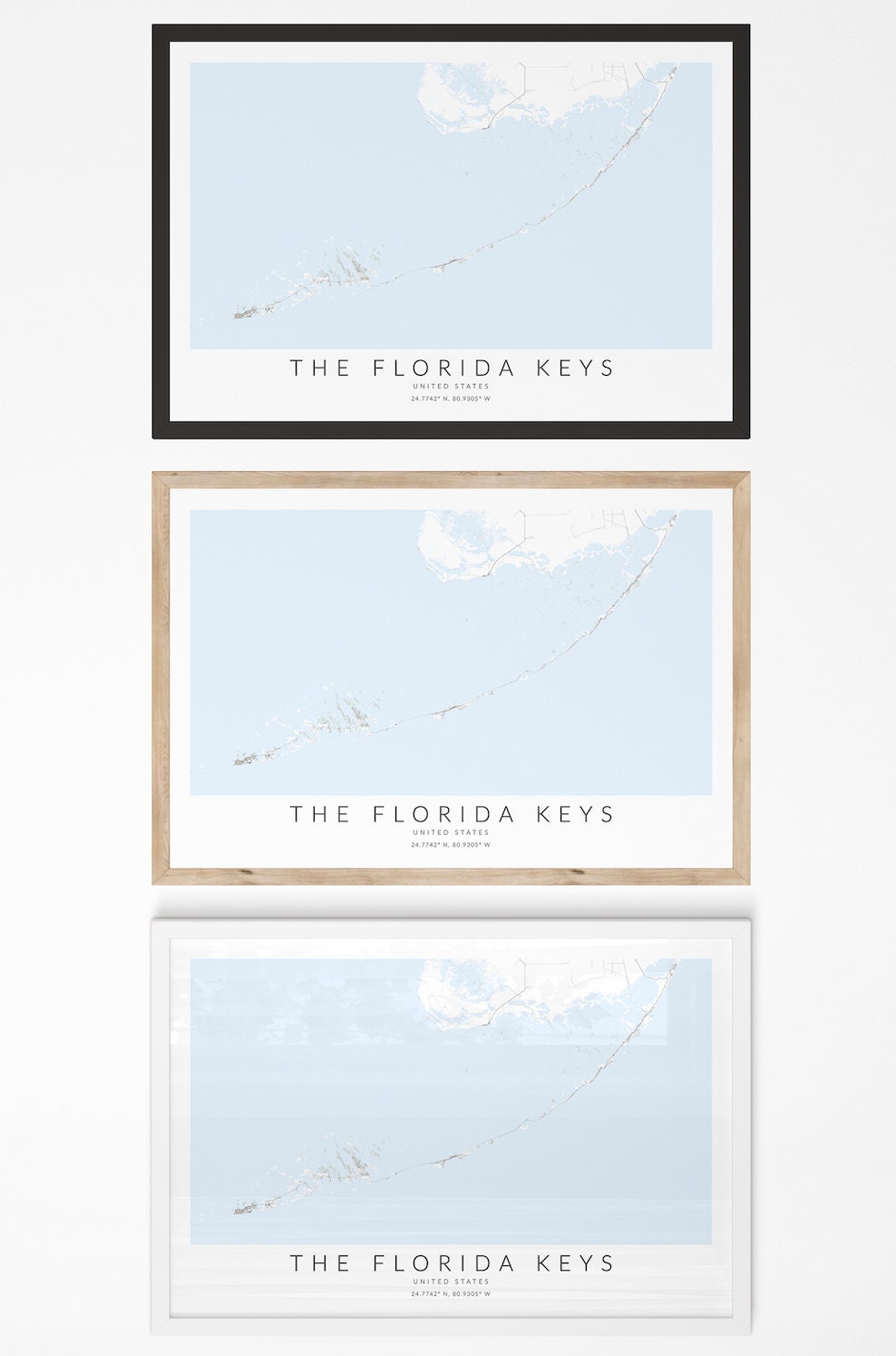 Florida Keys Map Print, Florida Keys Wall Art, Key West Map Print ...