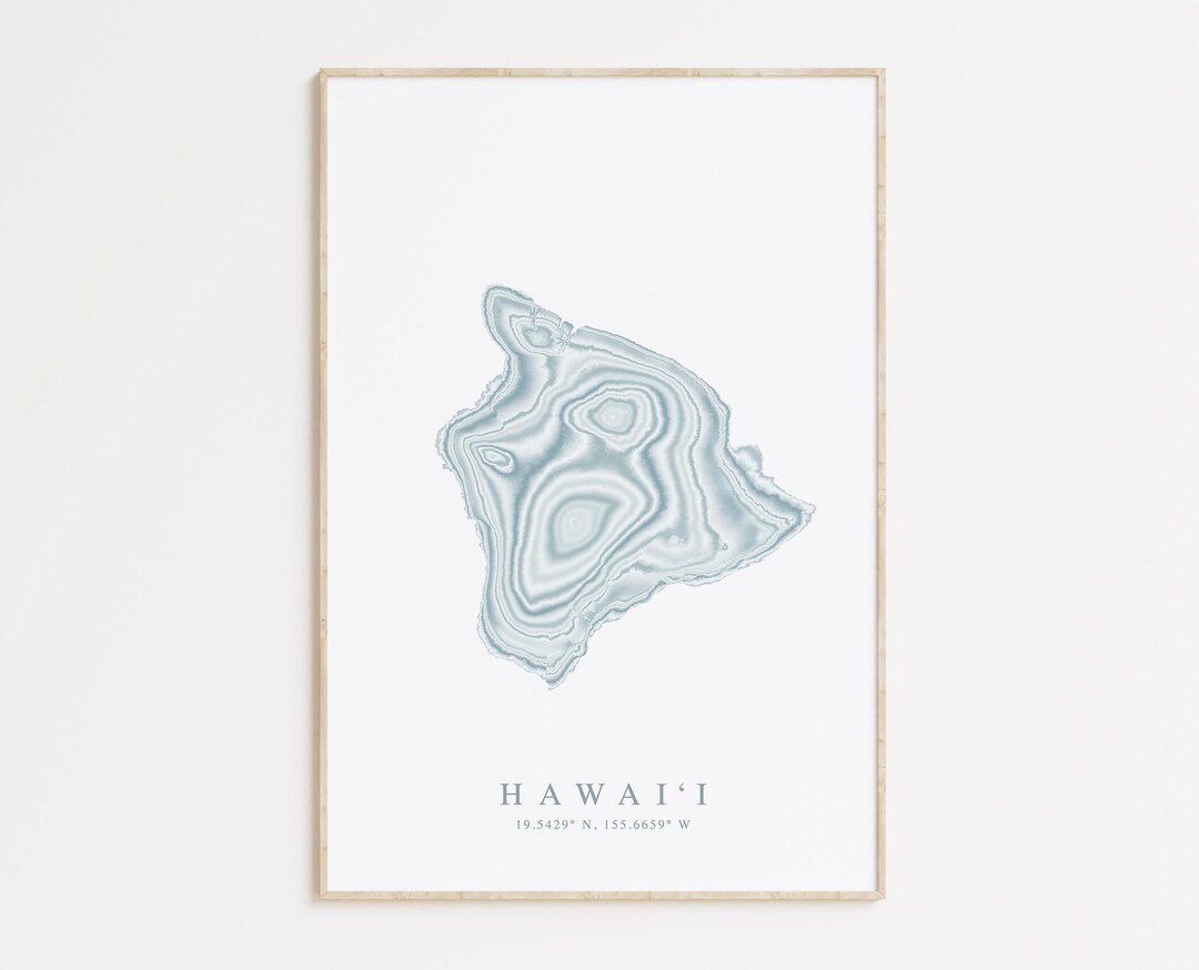 Hawaii Map Print, Big Island Hawaii Poster, Hilo Wall Art, Hawaii Gift ...